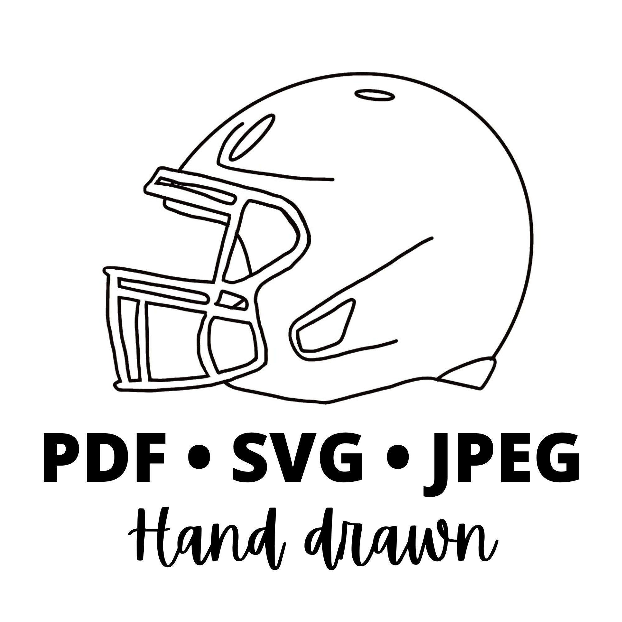 Football Helmet SVG, PDF, PNG Hand Drawn, Football Season - Etsy