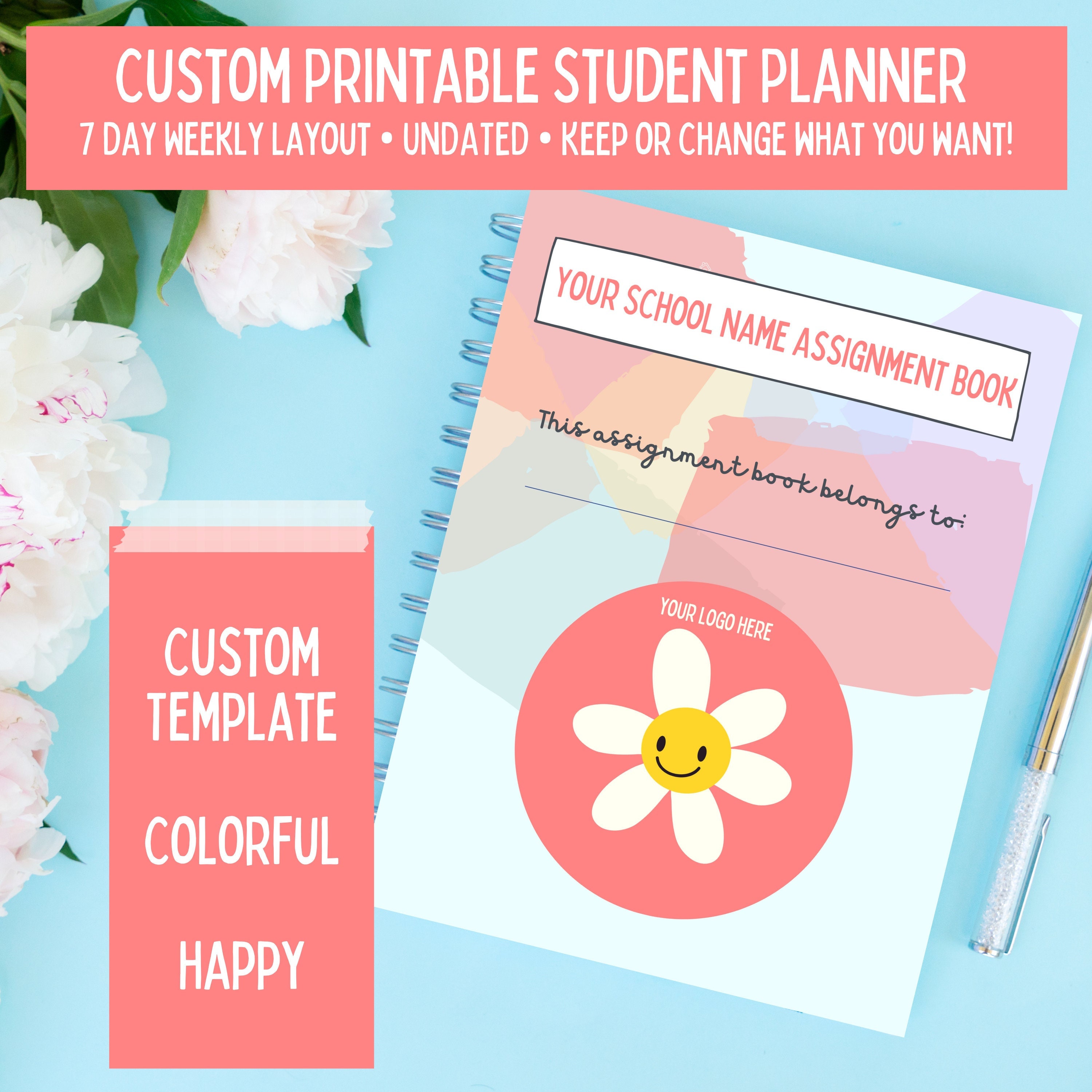 Student Planner, Classroom Planner, Printable, Custom, Canva Template ...