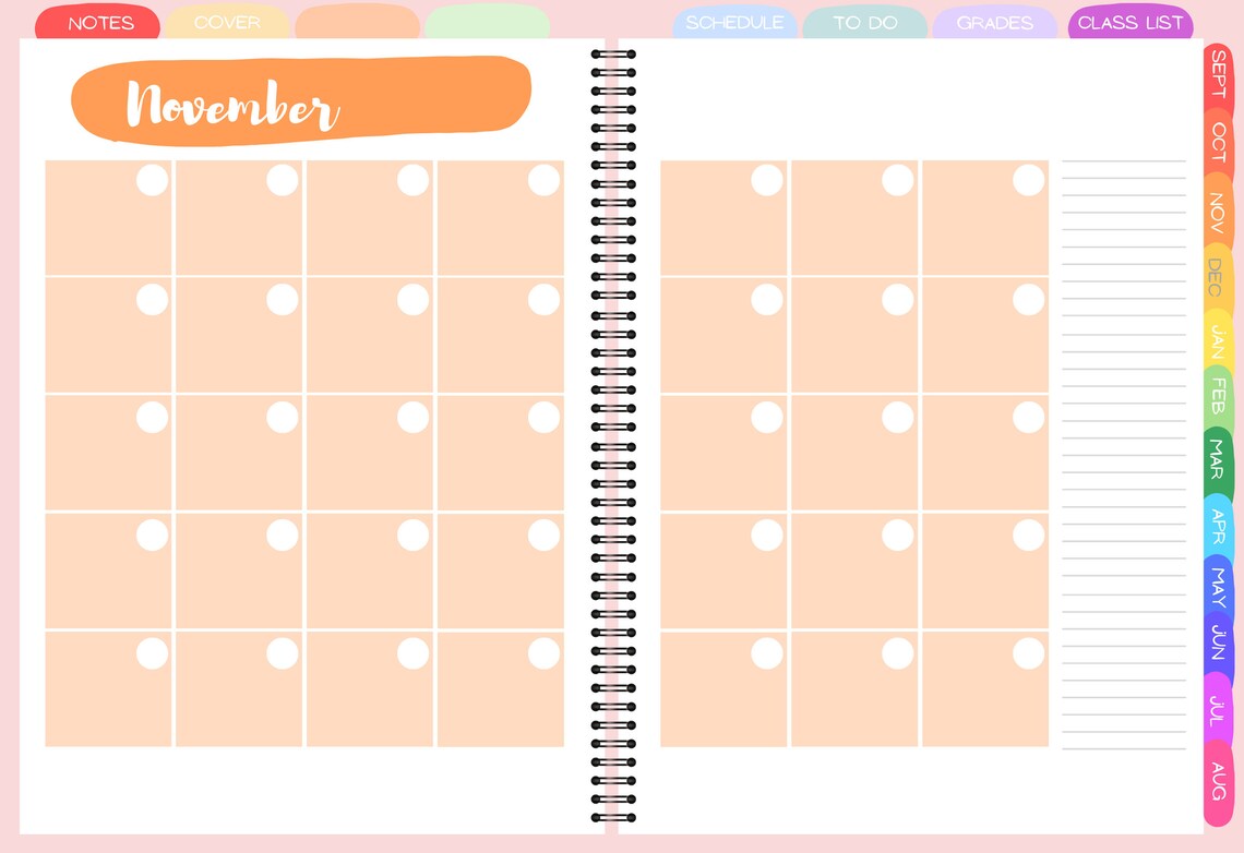 Digital Teacher Planner - Horizontal Layout - Etsy