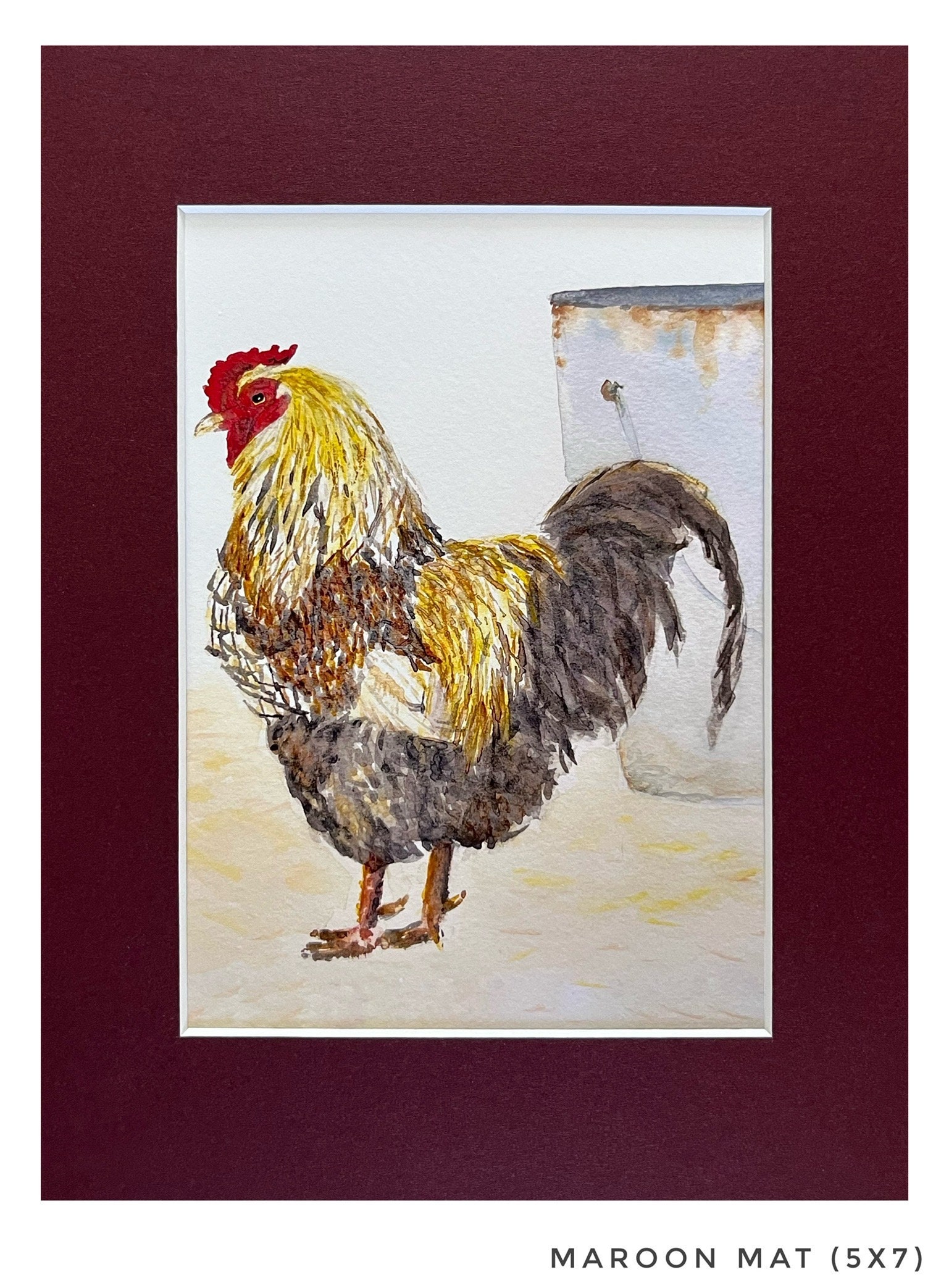 Watercolor Painting - Brahma Rooster - Giclee Print - Farmyard Cock-a ...