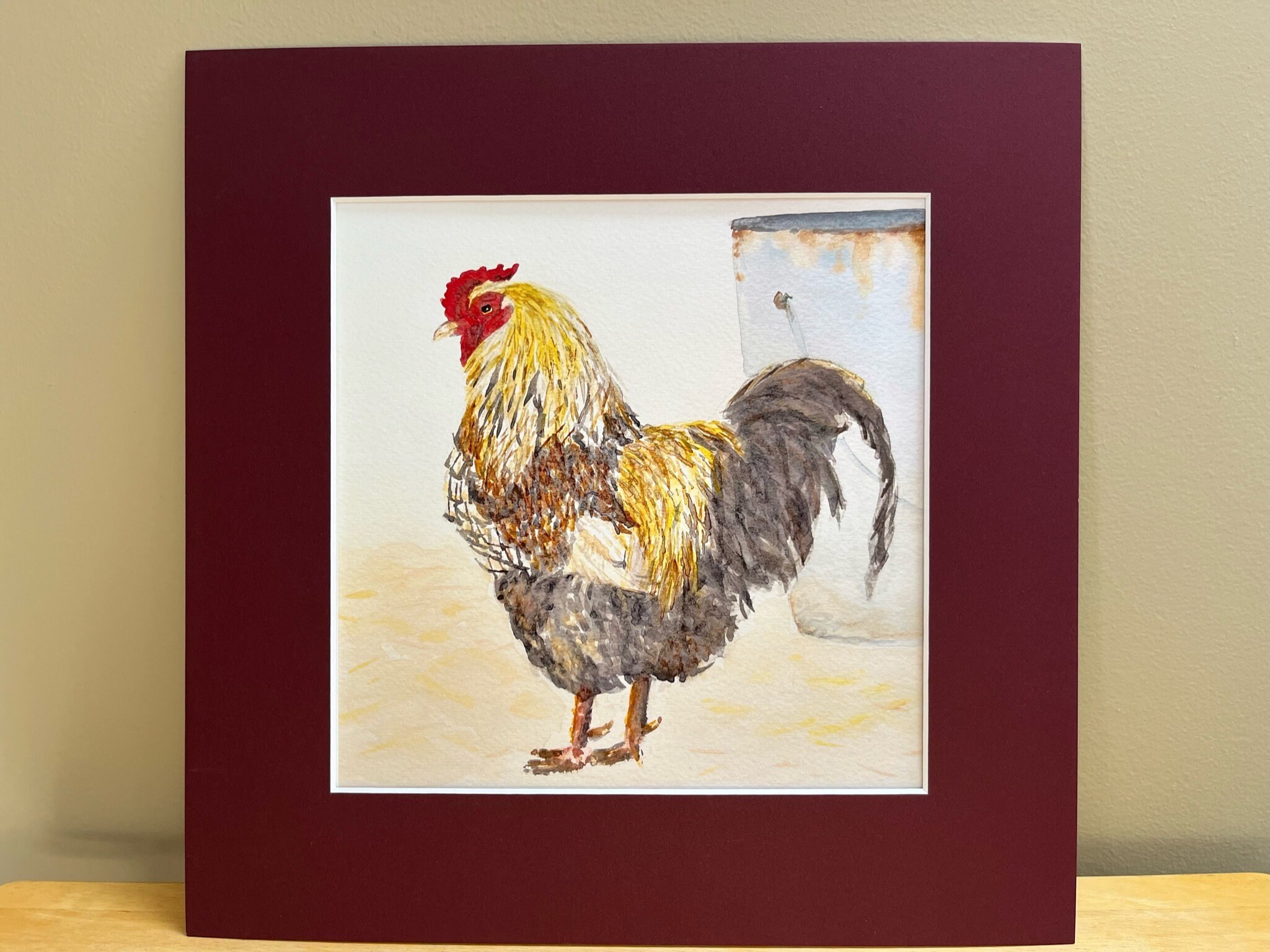 Watercolor Painting - Brahma Rooster - Giclee Print - Farmyard Cock-a ...