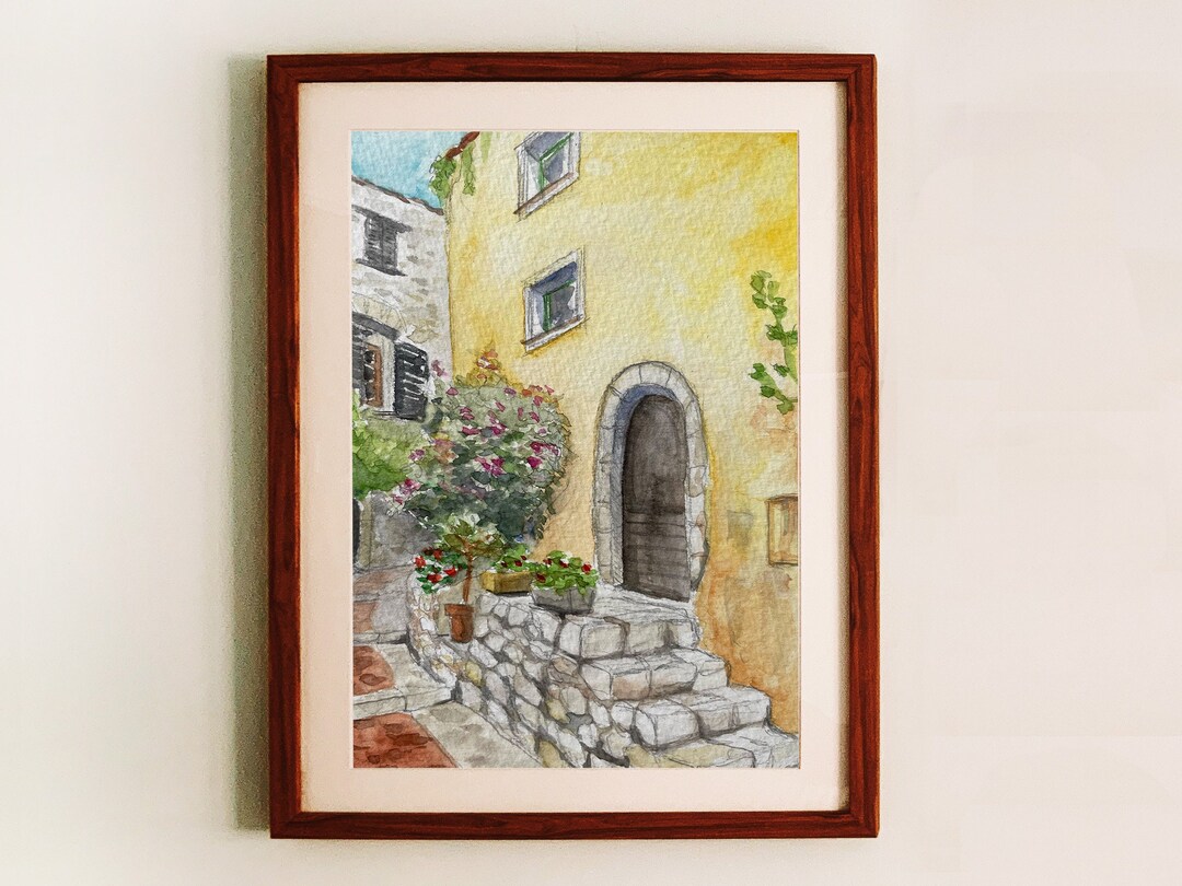 Steps of Èze Original Watercolor Art Print 5x7/8x10 - Etsy