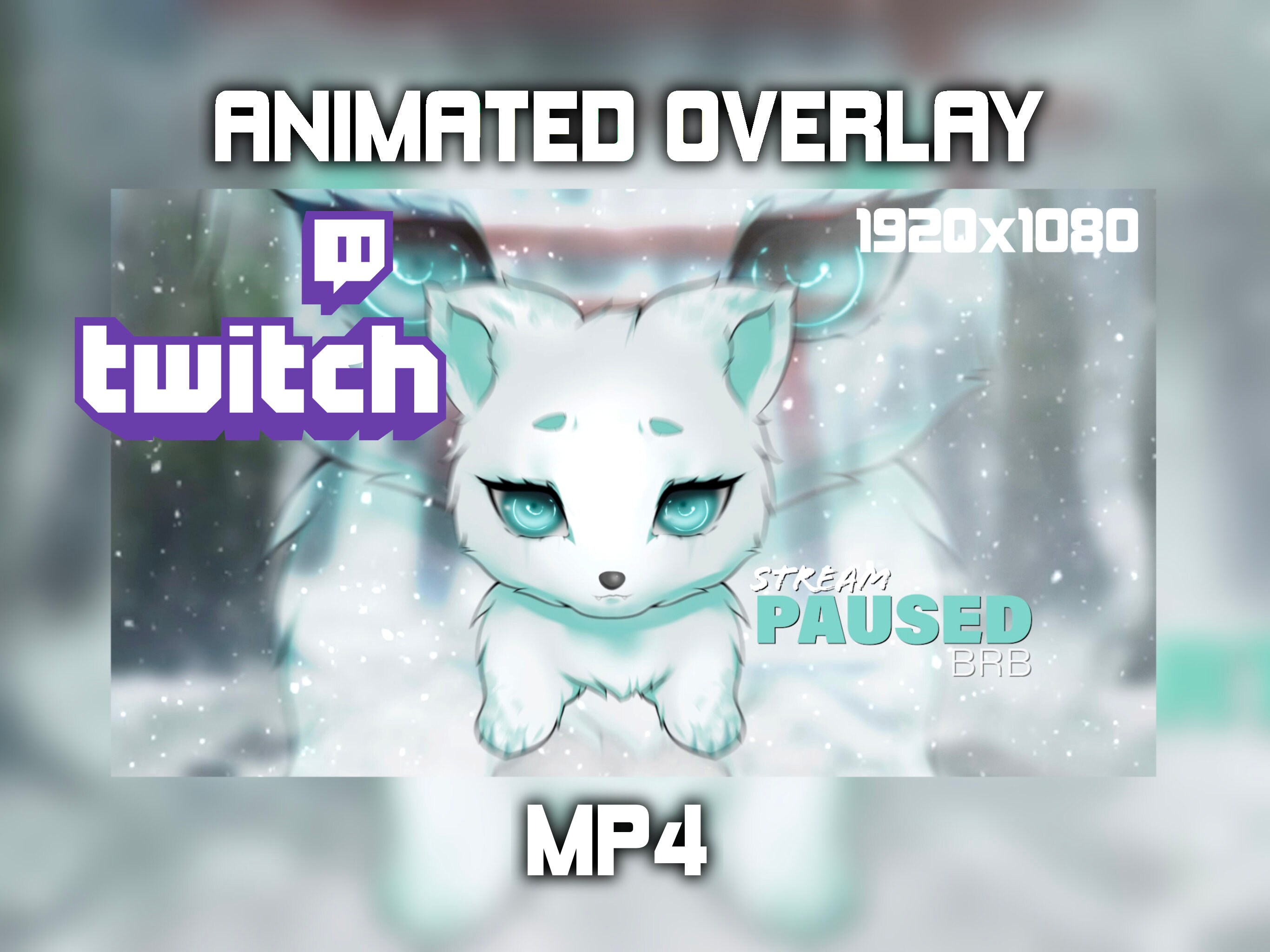 X 3 Kawaii Snowy Fox Animated Twitch Overlays Icey Fox Kitsune Twitch ...