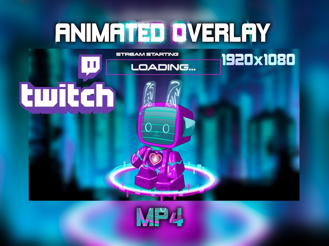 X3 Cyberpunk Bunny Animated Twitch Overlays | X2 Animated Kawaii Robot ...