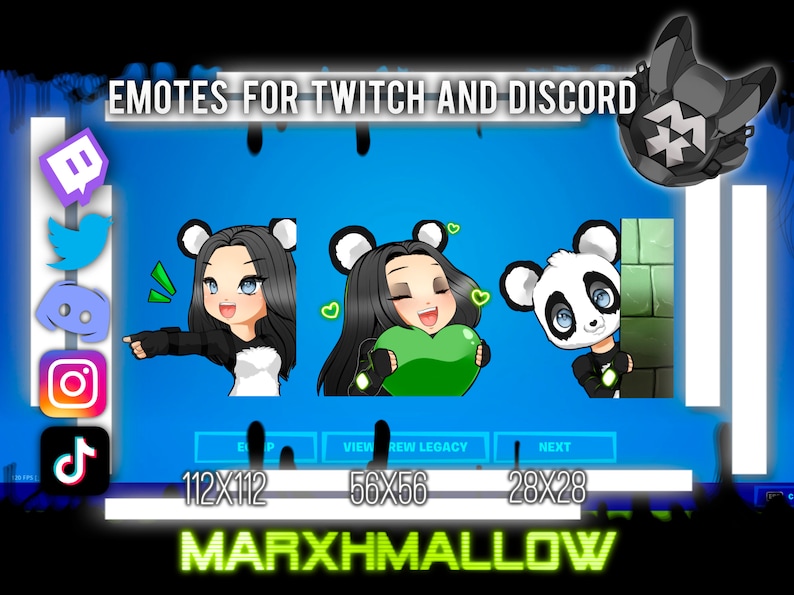 Kawaii Panda Team Leader Emotes for Twitch and Discord | Cute Anime ...