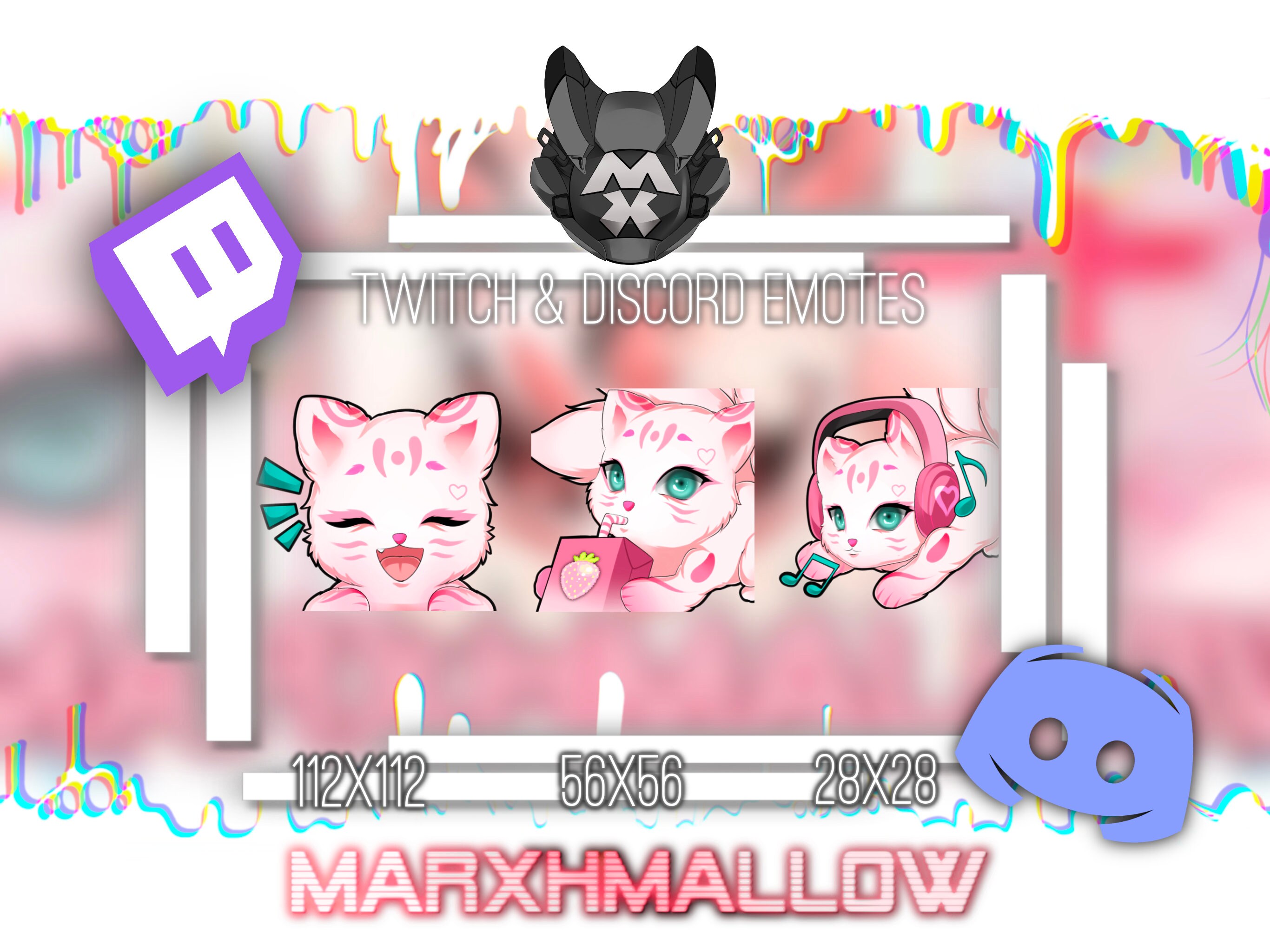 Kawaii Pink Kitsune Sakura Emotes for Twitch Fox Demon Emotes for ...