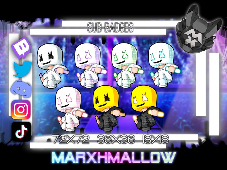 Insignias secundarias de Kawaii Marshmallow Head y gestos de Twitch y ...