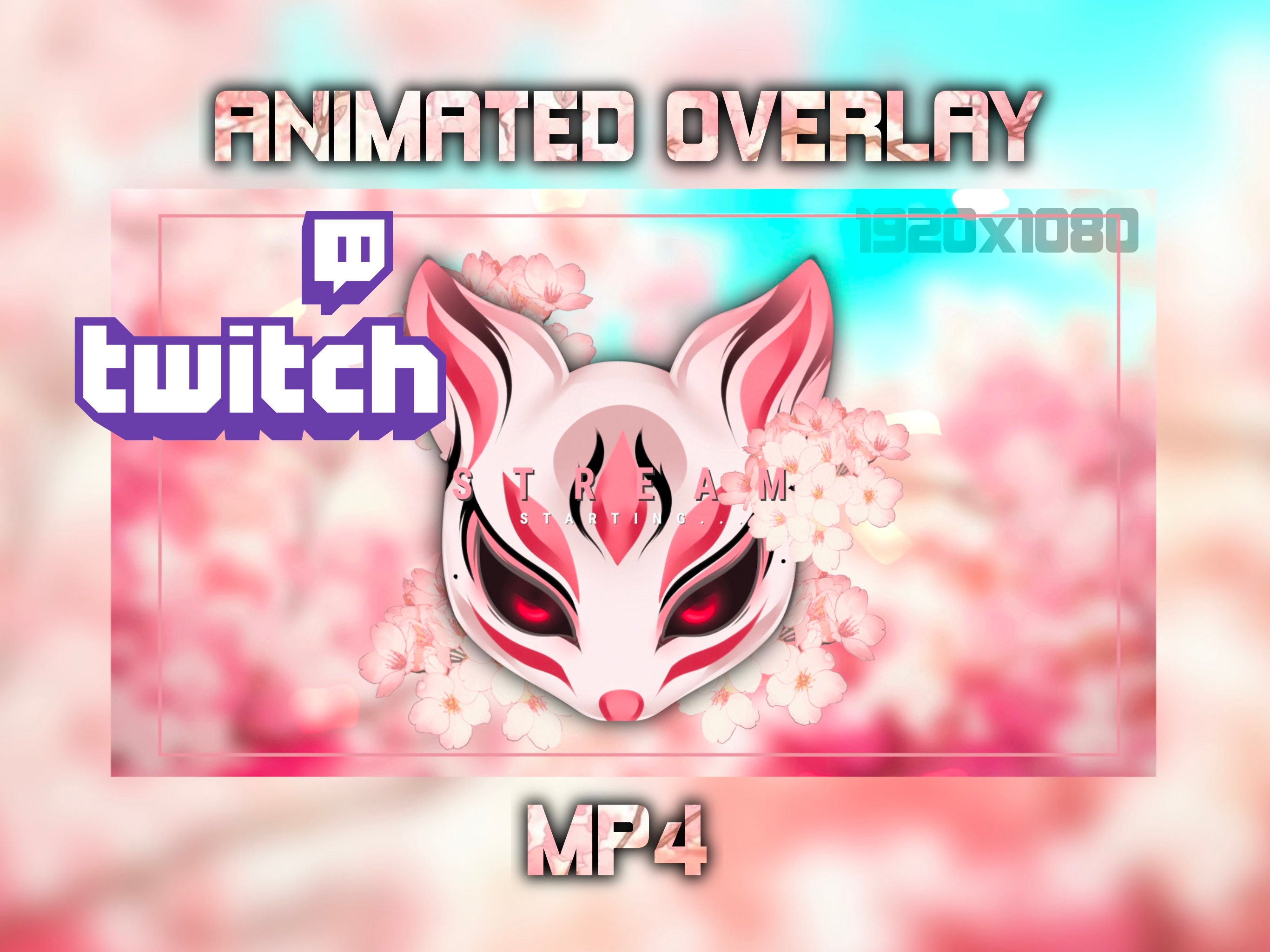 X4 Pink Kitsune Falling Cherry Blossom Animated Twitch Overlays X3 ...