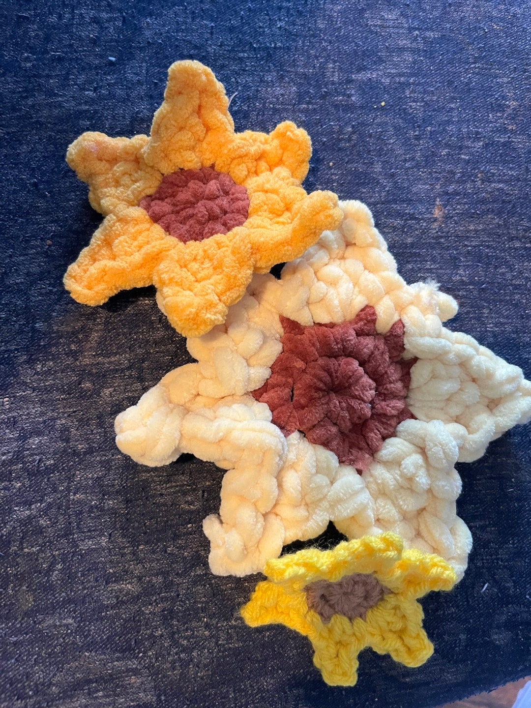 Crochet Sunflower Applique Pattern, Floral Embellishment (instant ...