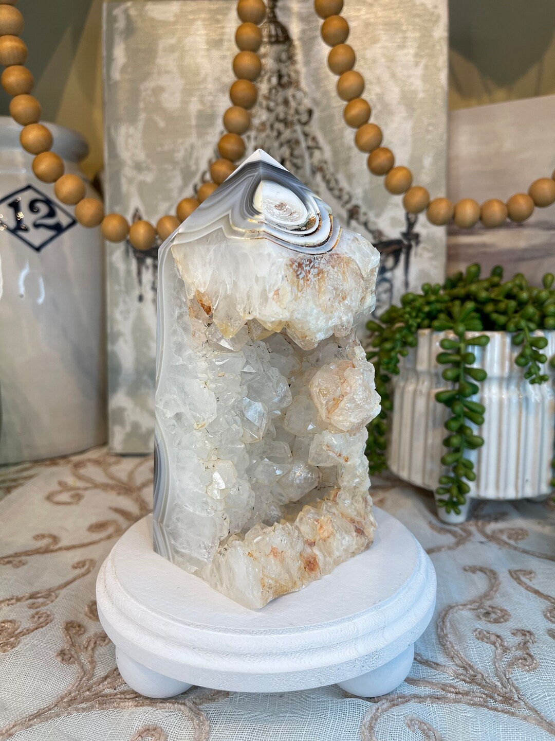 Druzy Agate Tower / Druzy Agate Tower With Clear Quartz - Etsy