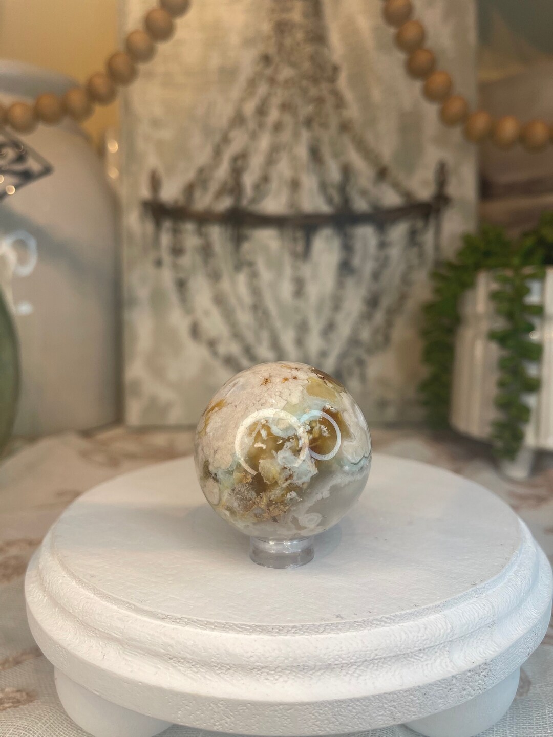 Green Flower Agate Sphere - Etsy