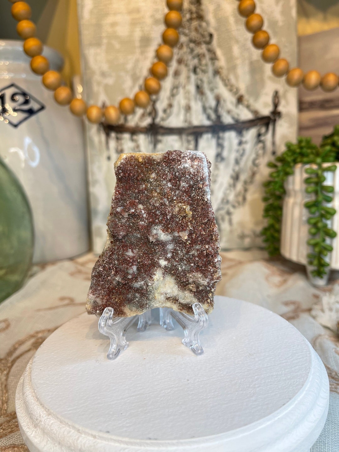 Red Quartz and Clear Quartz Slab - Etsy