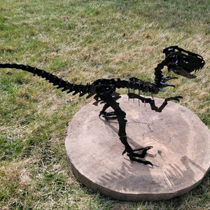 Raptor Steel Sculpture | Metal Dinosaur Centerpiece | Velociraptor ...