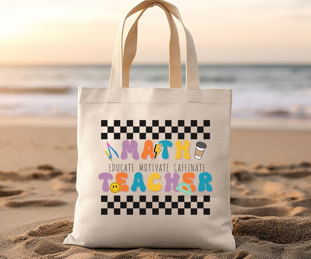 Math Teacher Tote Bag, Teacher Appreciation Gift, Retro Teacher Tote ...