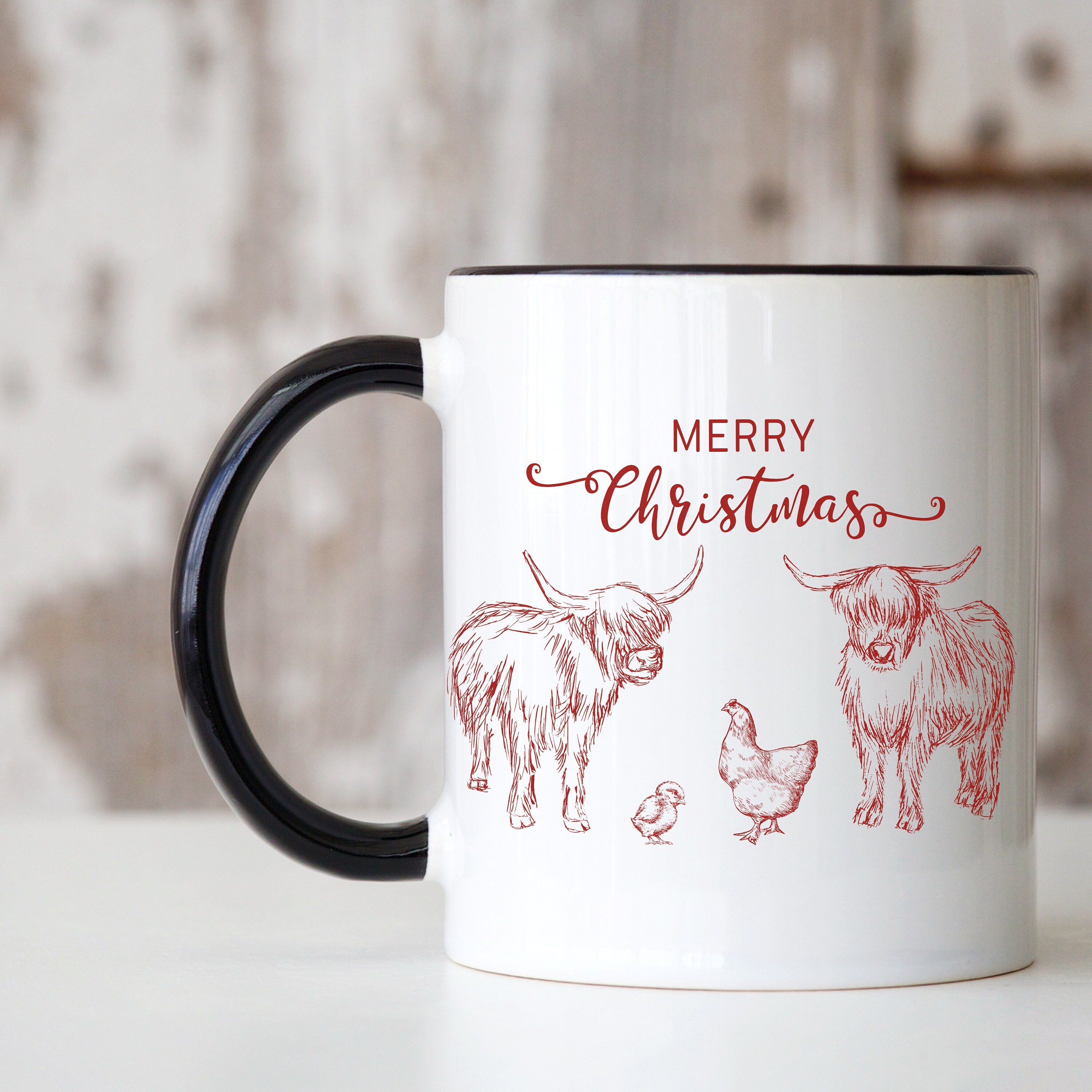 Christmas Farm Animals Coffee Mug, Farm Cup, Gift for Farmer, Western ...