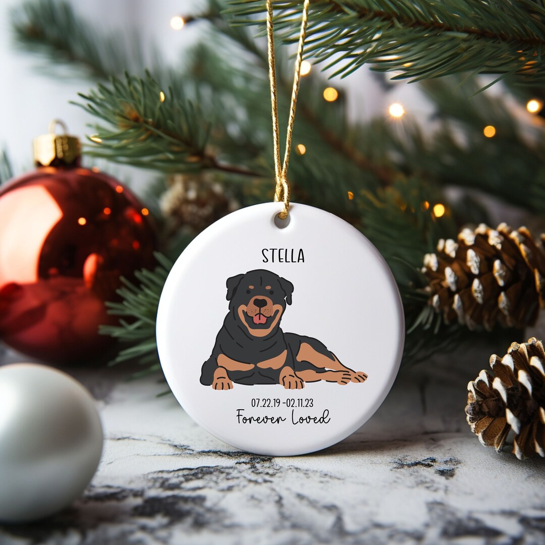 Personalized Rottweiler Dog Memorial Ornament, Rottweiler Memorial ...
