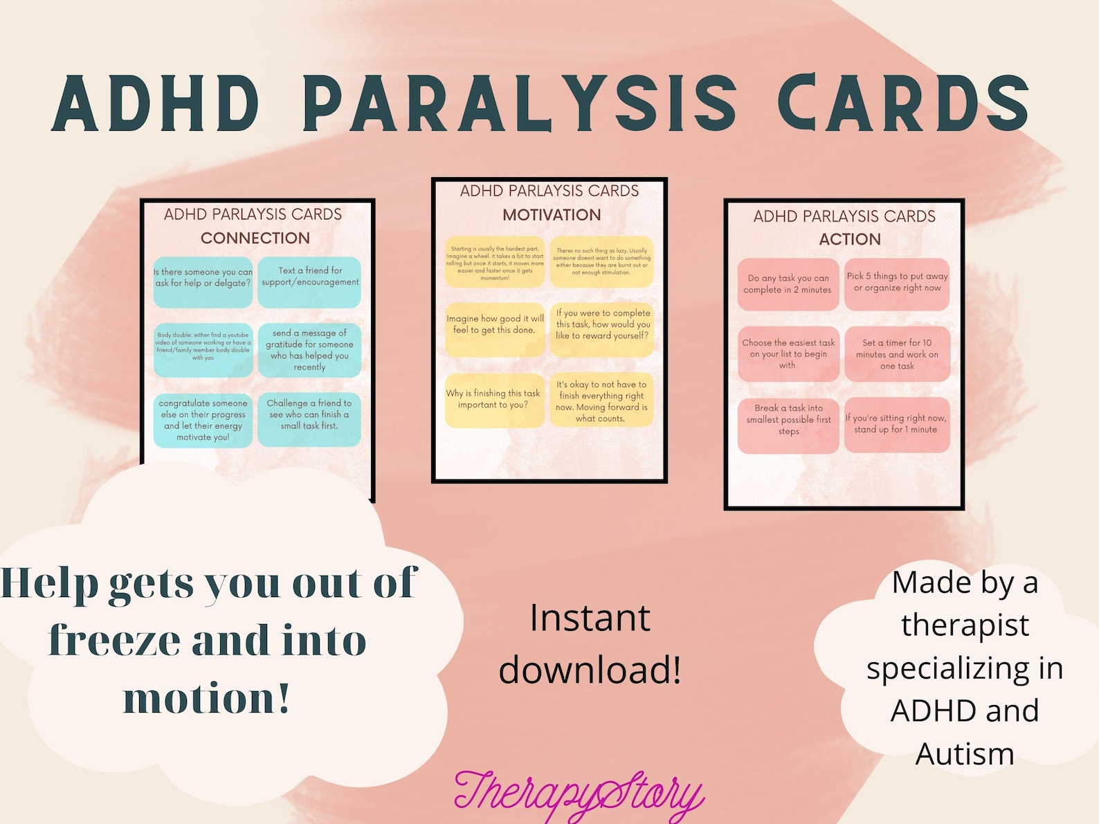 ADHD Paralysis Cards- Get Unstuck! - Etsy