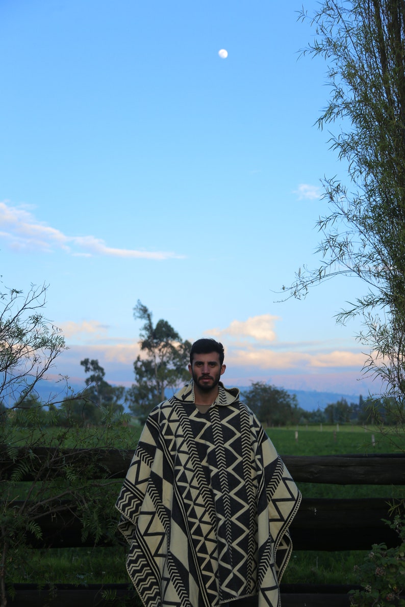 Oversized Andean Poncho: Ecuadorian Crafted Menswear - Etsy