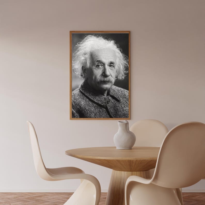 Albert Einstein Portrait Wall Art Famous Einstein Photoshoot Print Gift ...