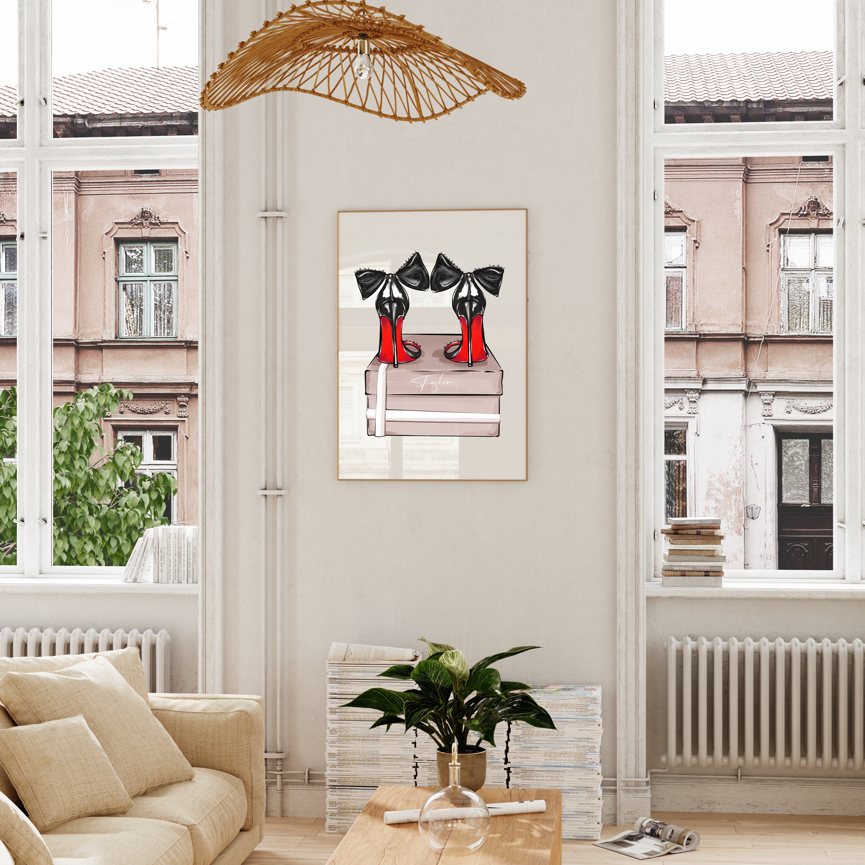 Stylish Red Bottom Heels Poster Wall Art Fashion Aesthetic Wall Art Red ...