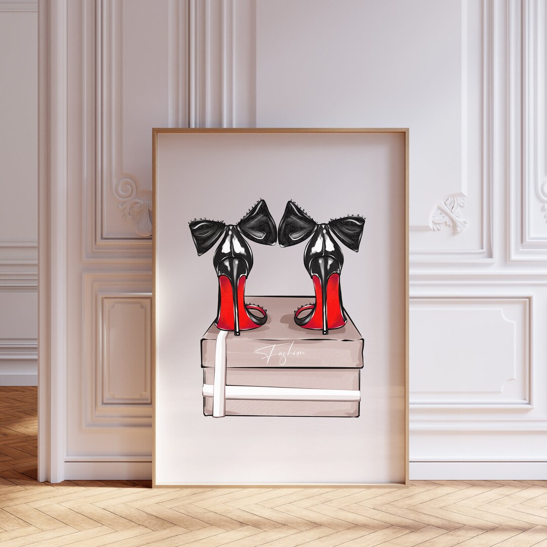 Stylish Red Bottom Heels Poster Wall Art Fashion Aesthetic Wall Art Red ...