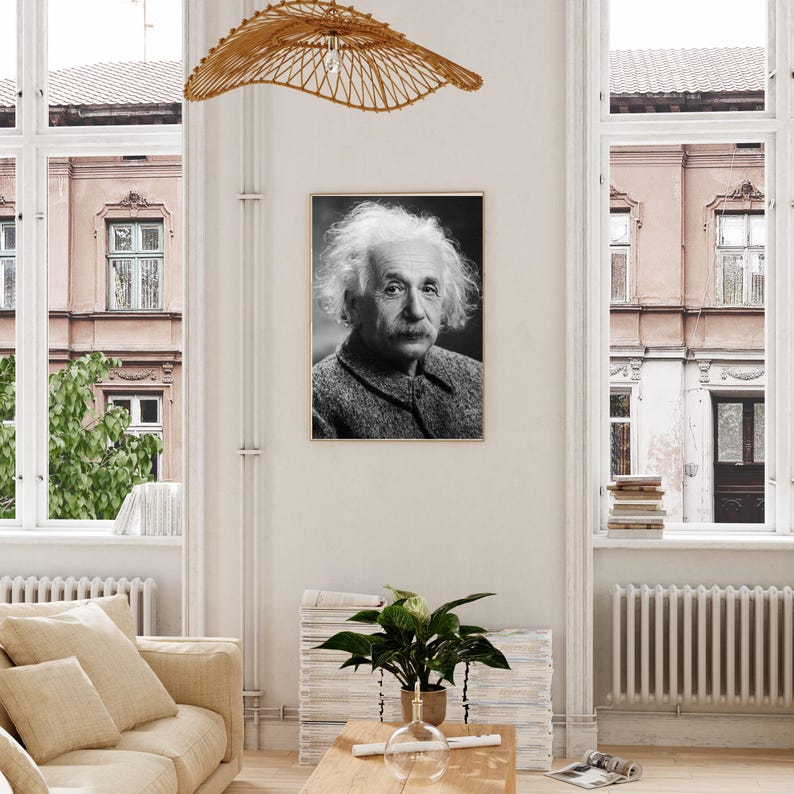 Albert Einstein Portrait Wall Art Famous Einstein Photoshoot Print Gift ...