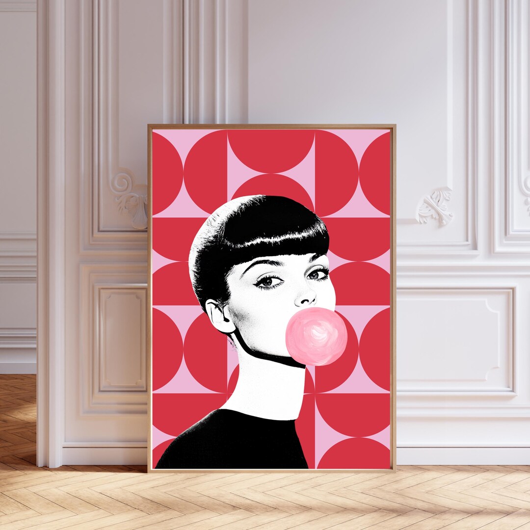 Retro Pop Art Woman Wall Decor With Bubblegum Mid Century Modern ...