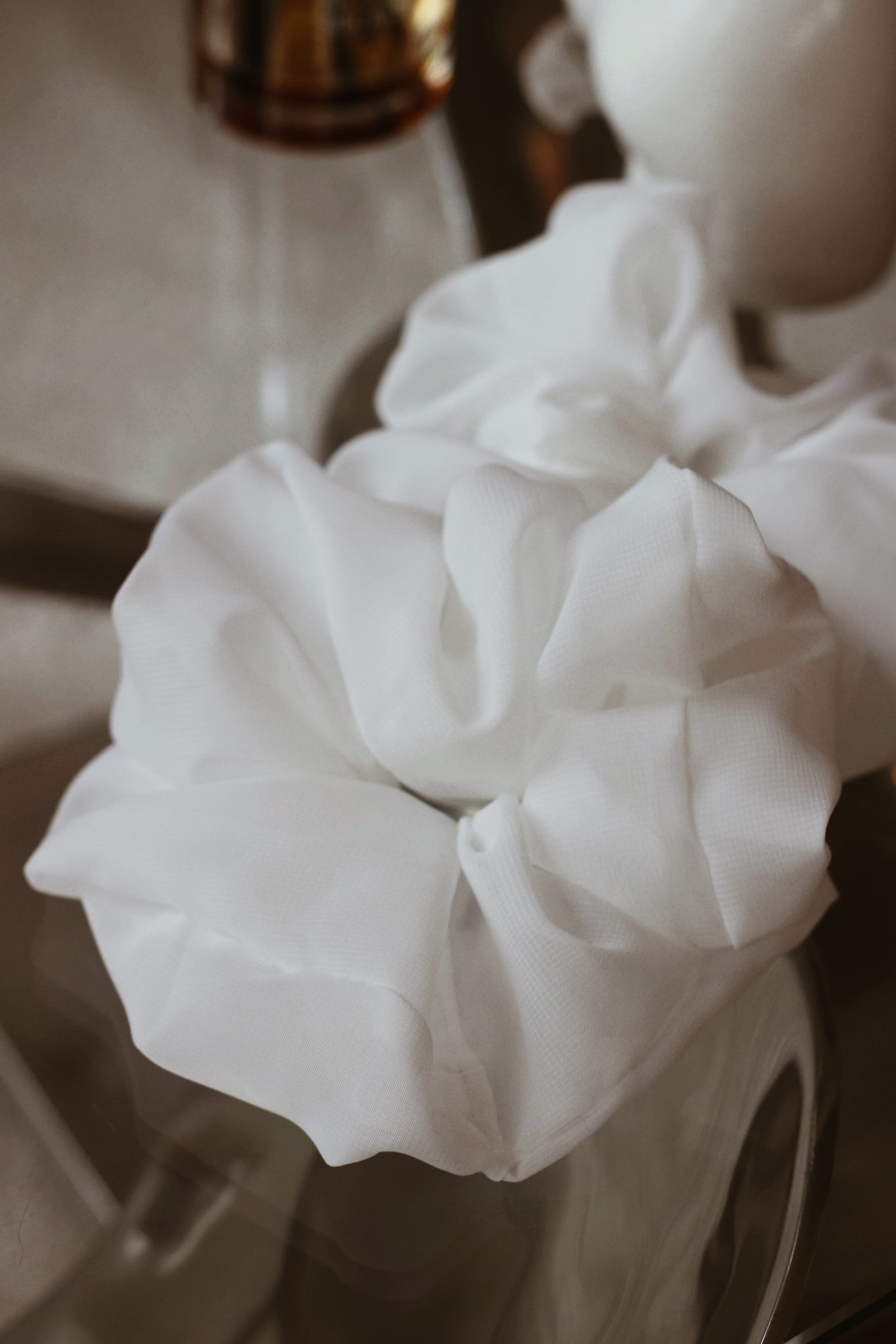 Oversized White Chiffon Scrunchie, Handmade Luxury Chiffon Bridal ...