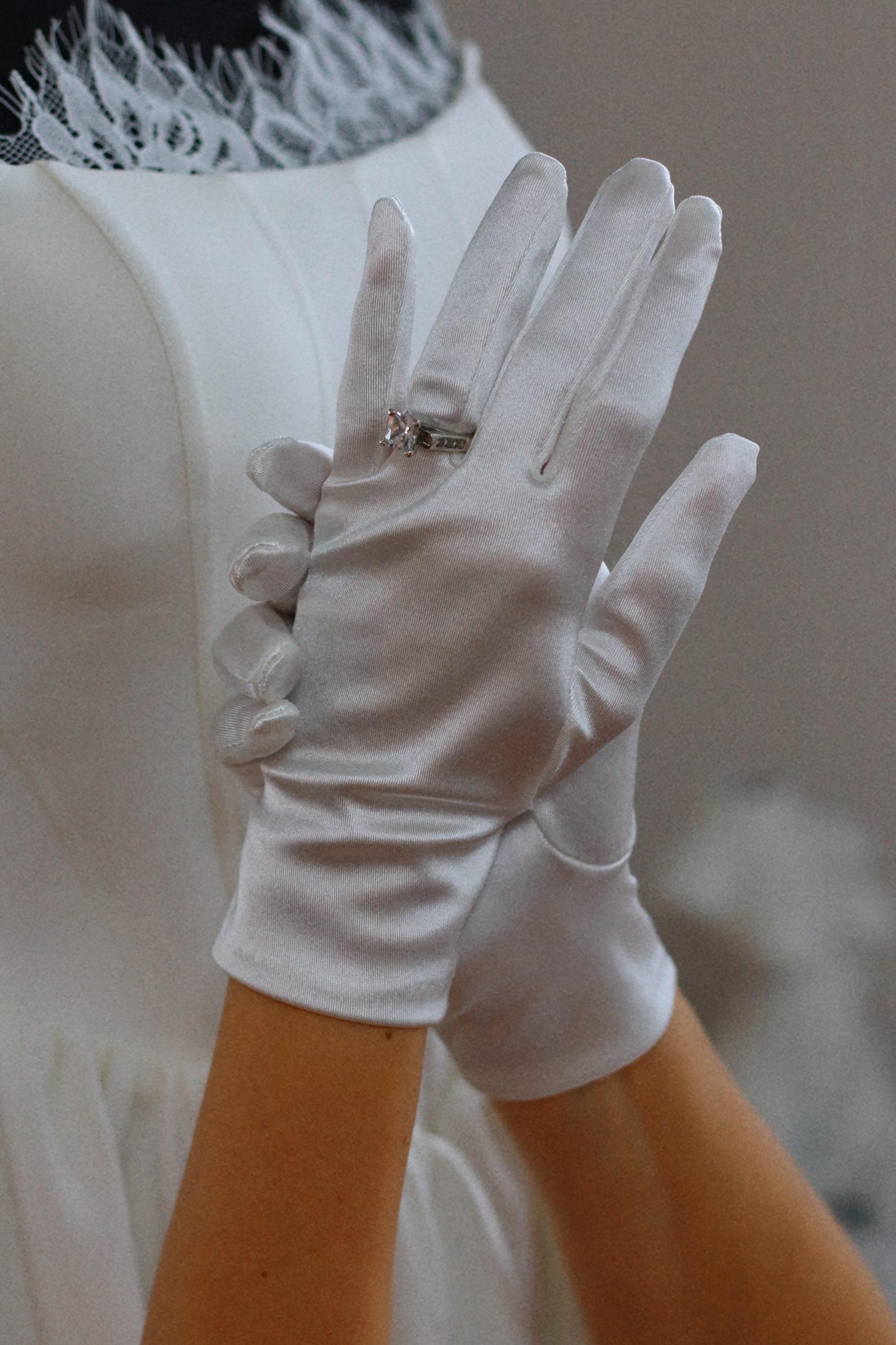 White Satin Gloves: Short, Luxury Wedding & Theater Gloves - Etsy