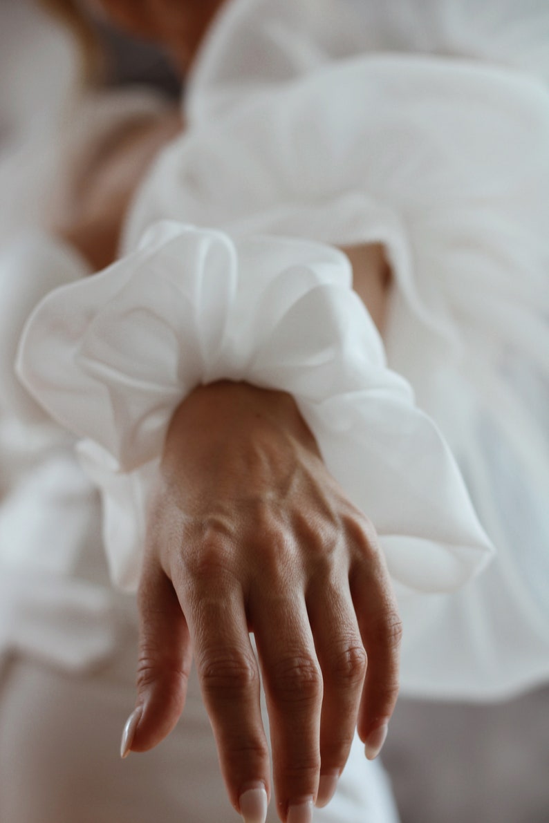 Oversized White Chiffon Scrunchie, Handmade Luxury Chiffon Bridal ...