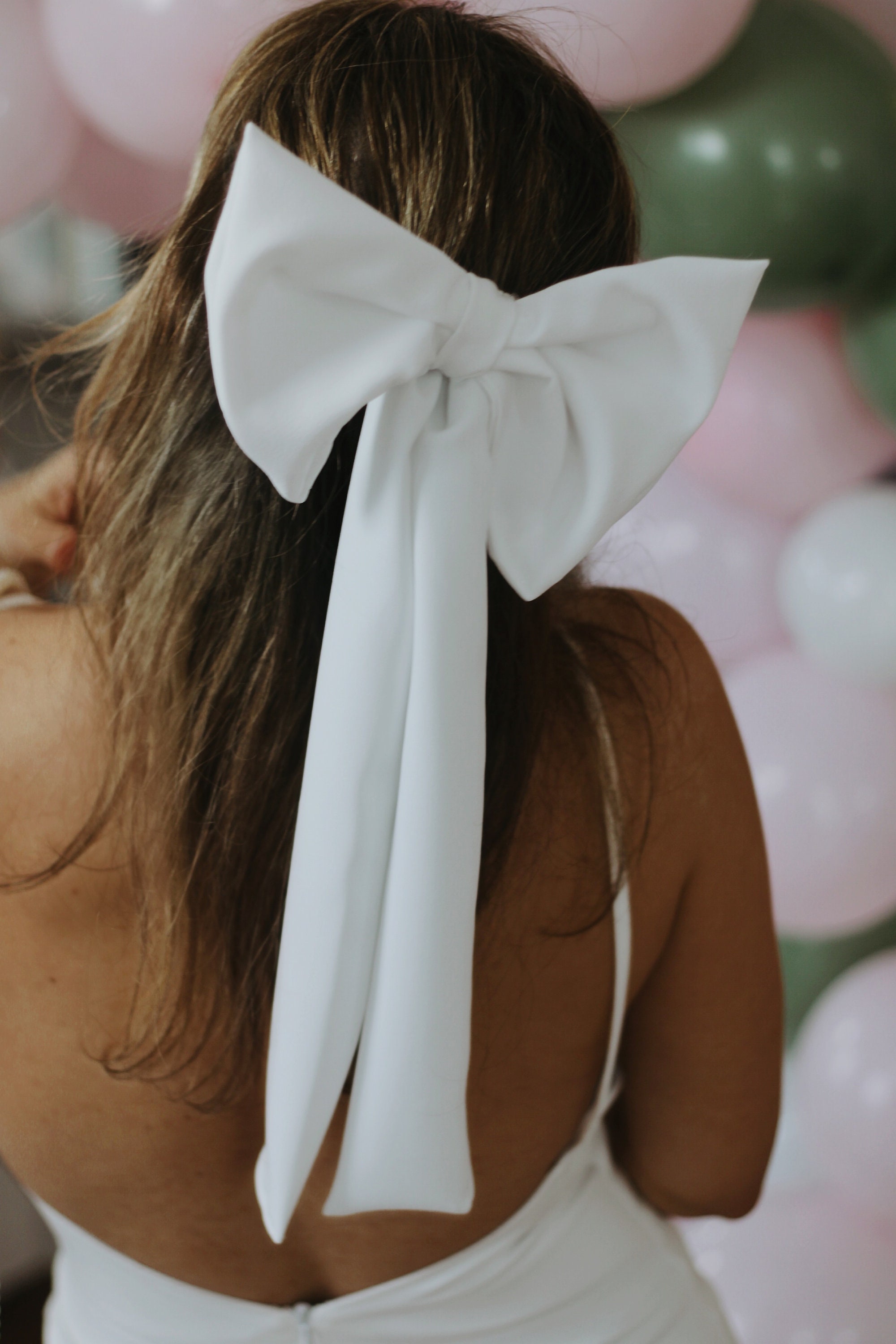 Large White Crepe Hair Bow, Ivory Crepe French Bow, Crepe Bow Hair ...