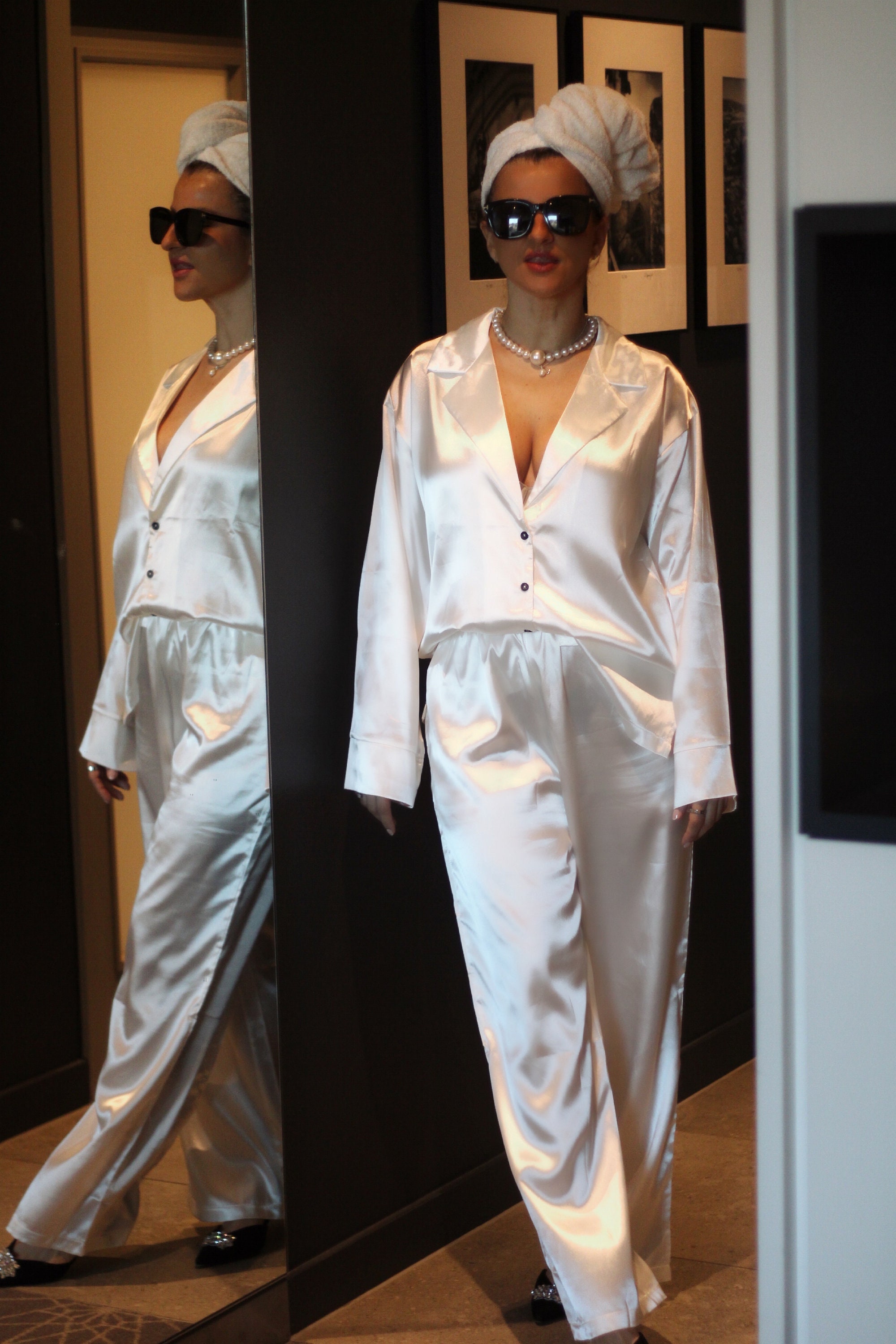 White Festive Satin Pyjamas Hen Party Satin Pyjama Set - Etsy