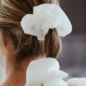 Oversized White Chiffon Scrunchie, Handmade Luxury Chiffon Bridal ...