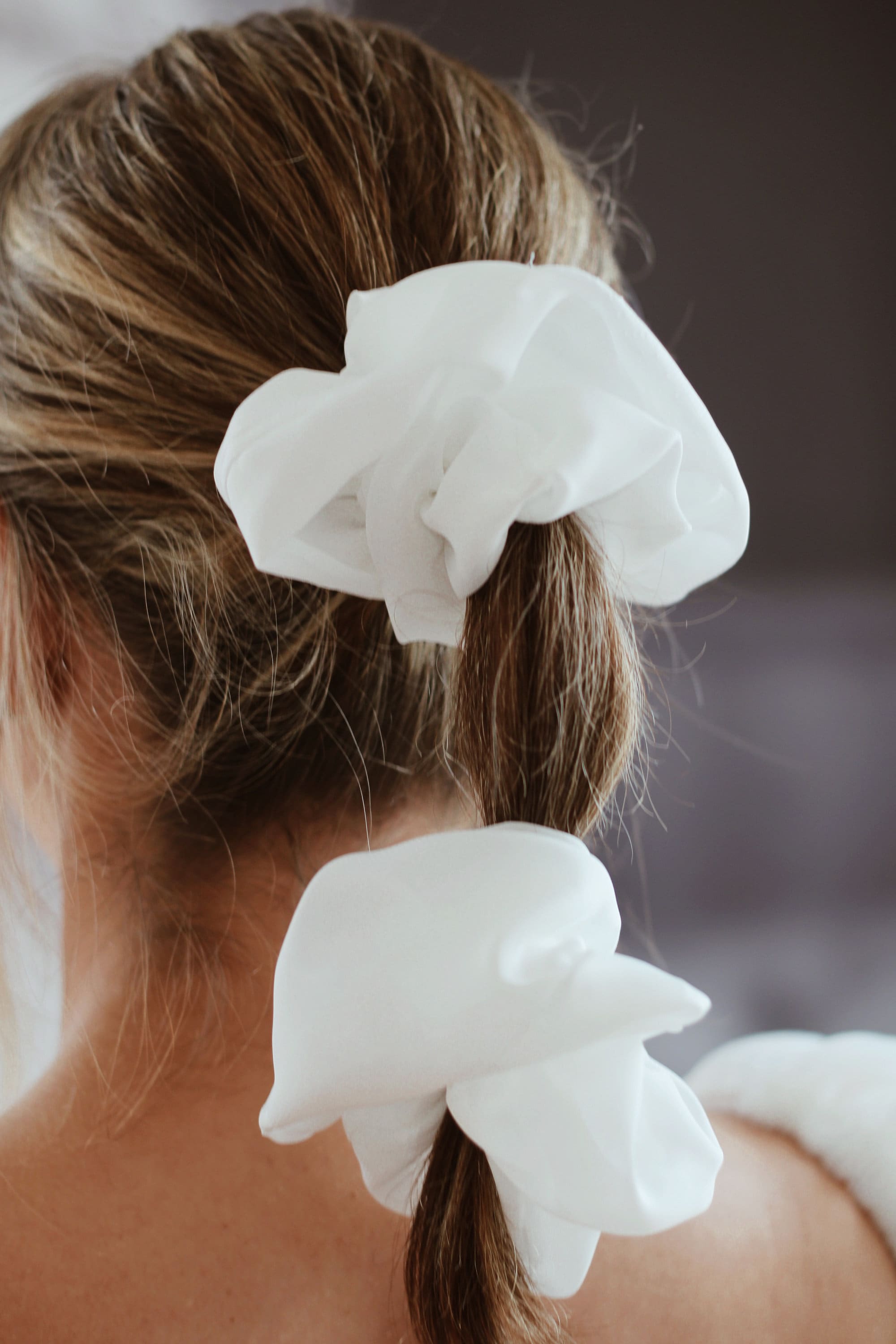 Oversized White Chiffon Scrunchie, Handmade Luxury Chiffon Bridal ...