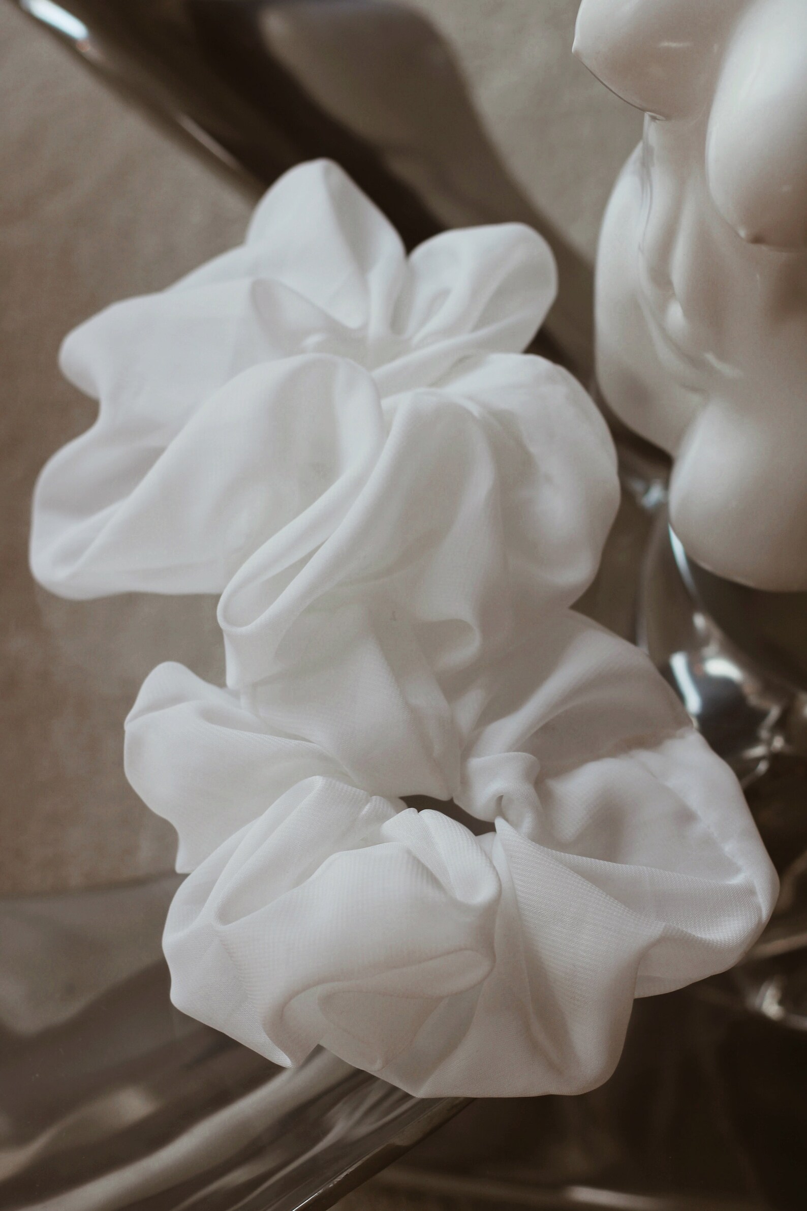 Oversized White Chiffon Scrunchie, Handmade Luxury Chiffon Bridal ...