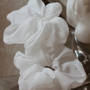 Oversized White Chiffon Scrunchie, Handmade Luxury Chiffon Bridal ...