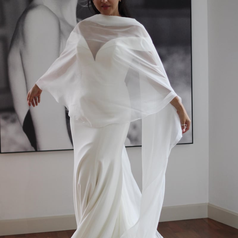 White Chiffon Scarf - Etsy