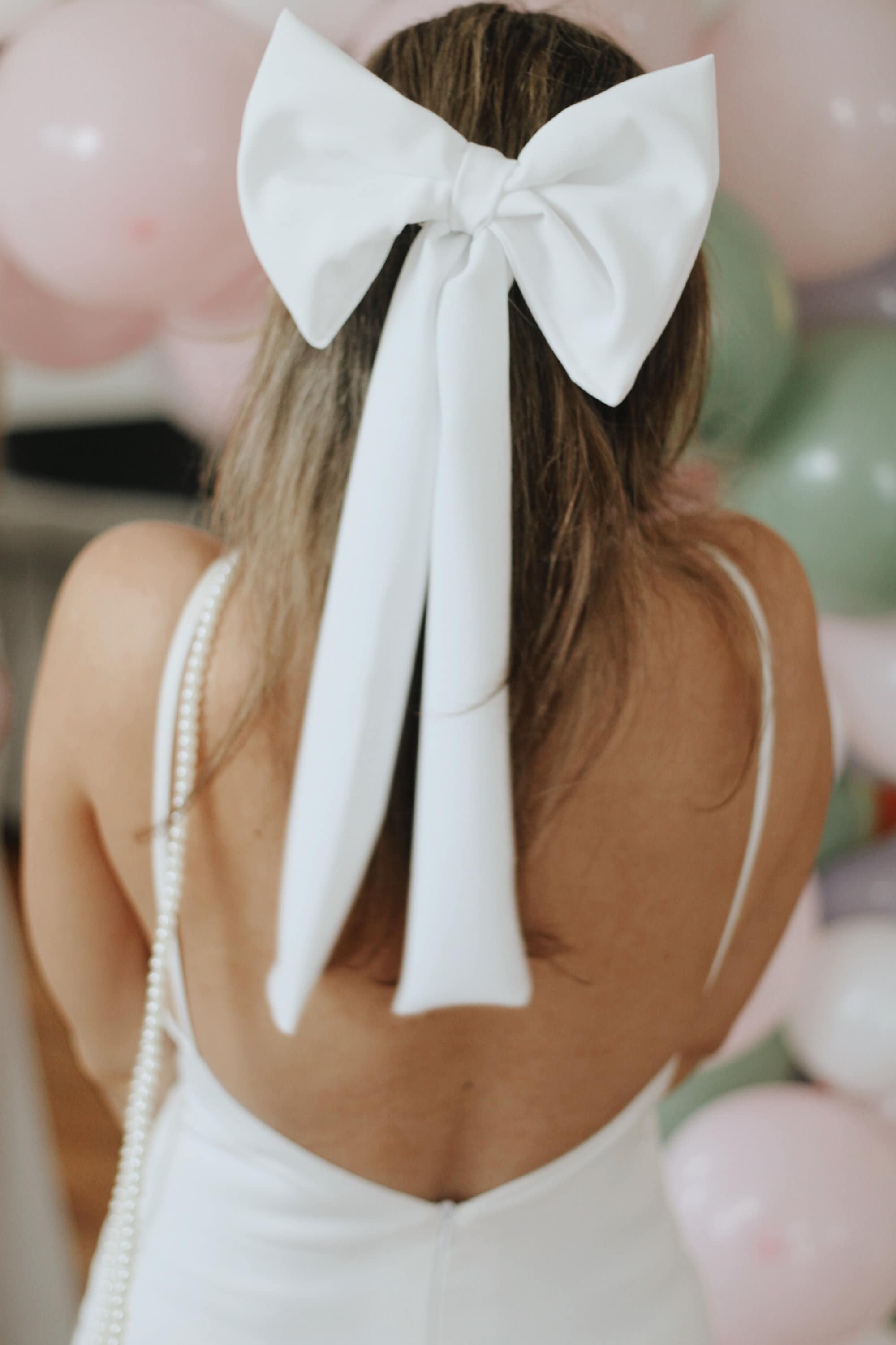 Large White Crepe Hair Bow, Ivory Crepe French Bow, Crepe Bow Hair ...