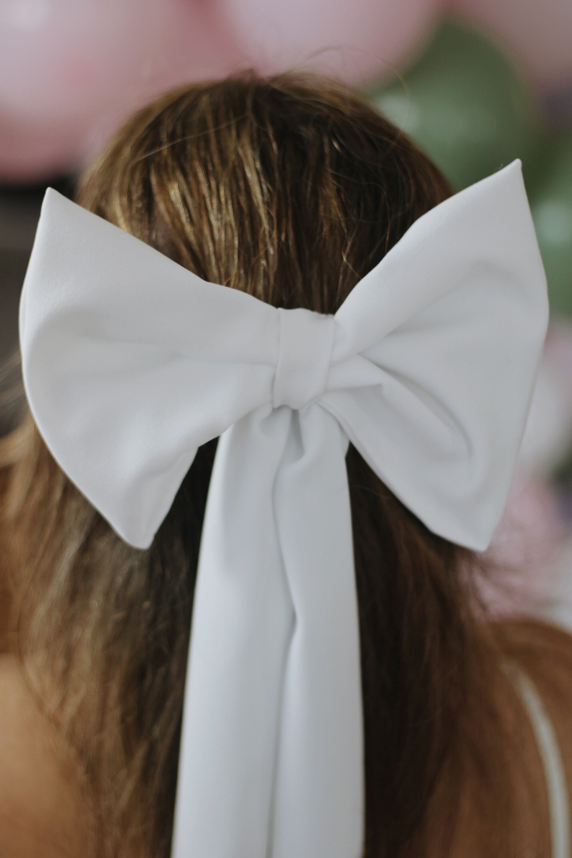 Large White Crepe Hair Bow, Ivory Crepe French Bow, Crepe Bow Hair ...