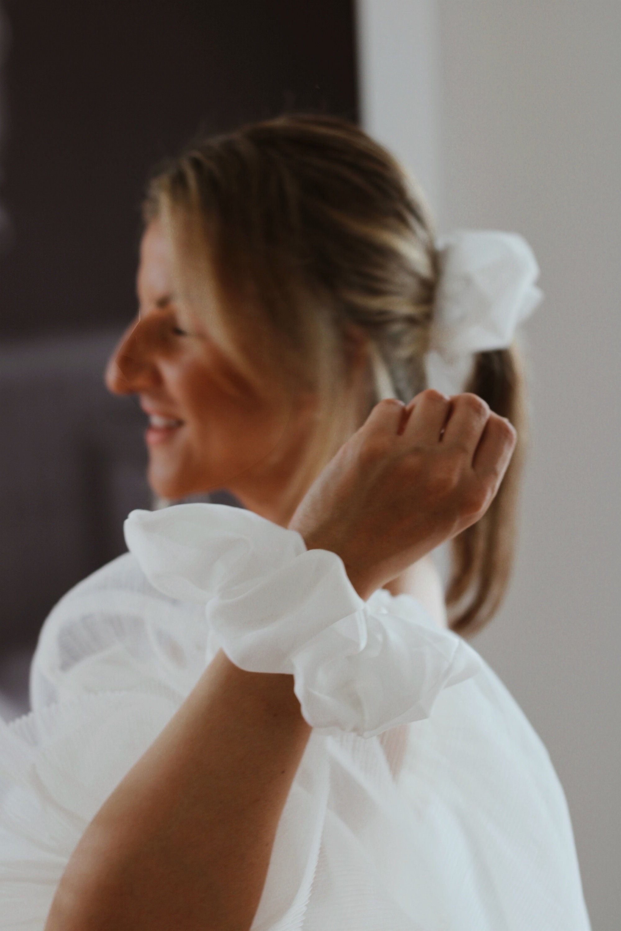Oversized White Chiffon Scrunchie, Handmade Luxury Chiffon Bridal ...