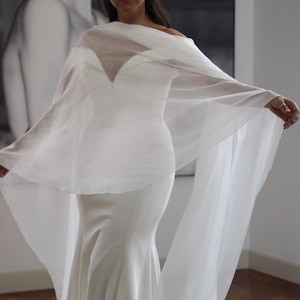 Silk Chiffon Bridal Scarf , Chiffon Bridal Wrap, off the Shoulder ...