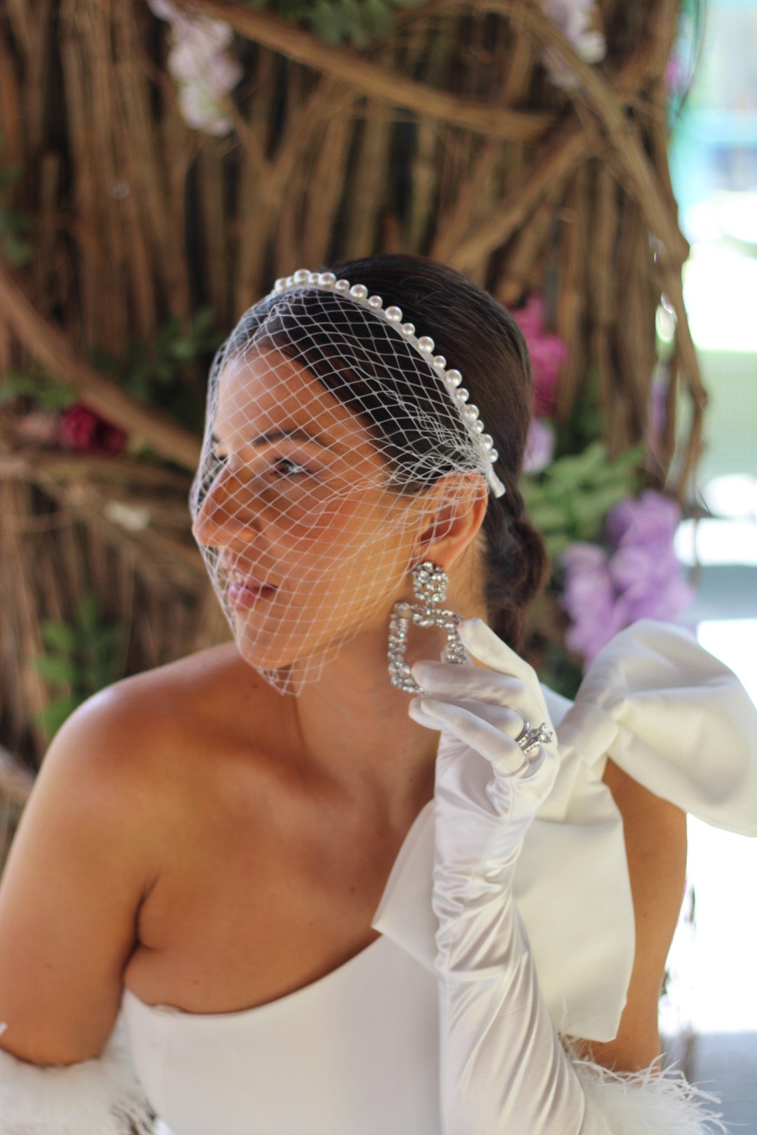 Birdcage Wedding Veil, Bridal Birdcage With Pearl Headband, Soft Pearl ...