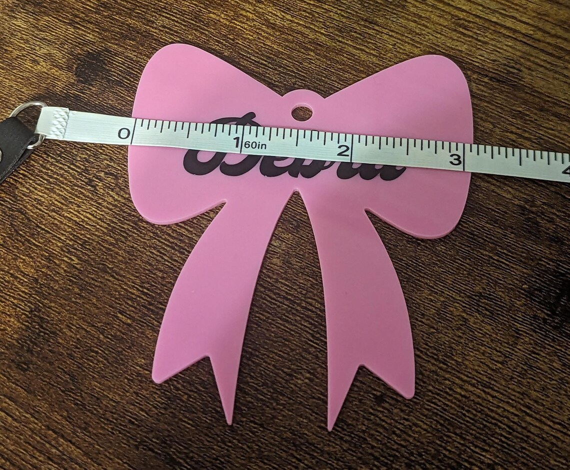 Personalized Acrylic Pink Bow Tag - Etsy