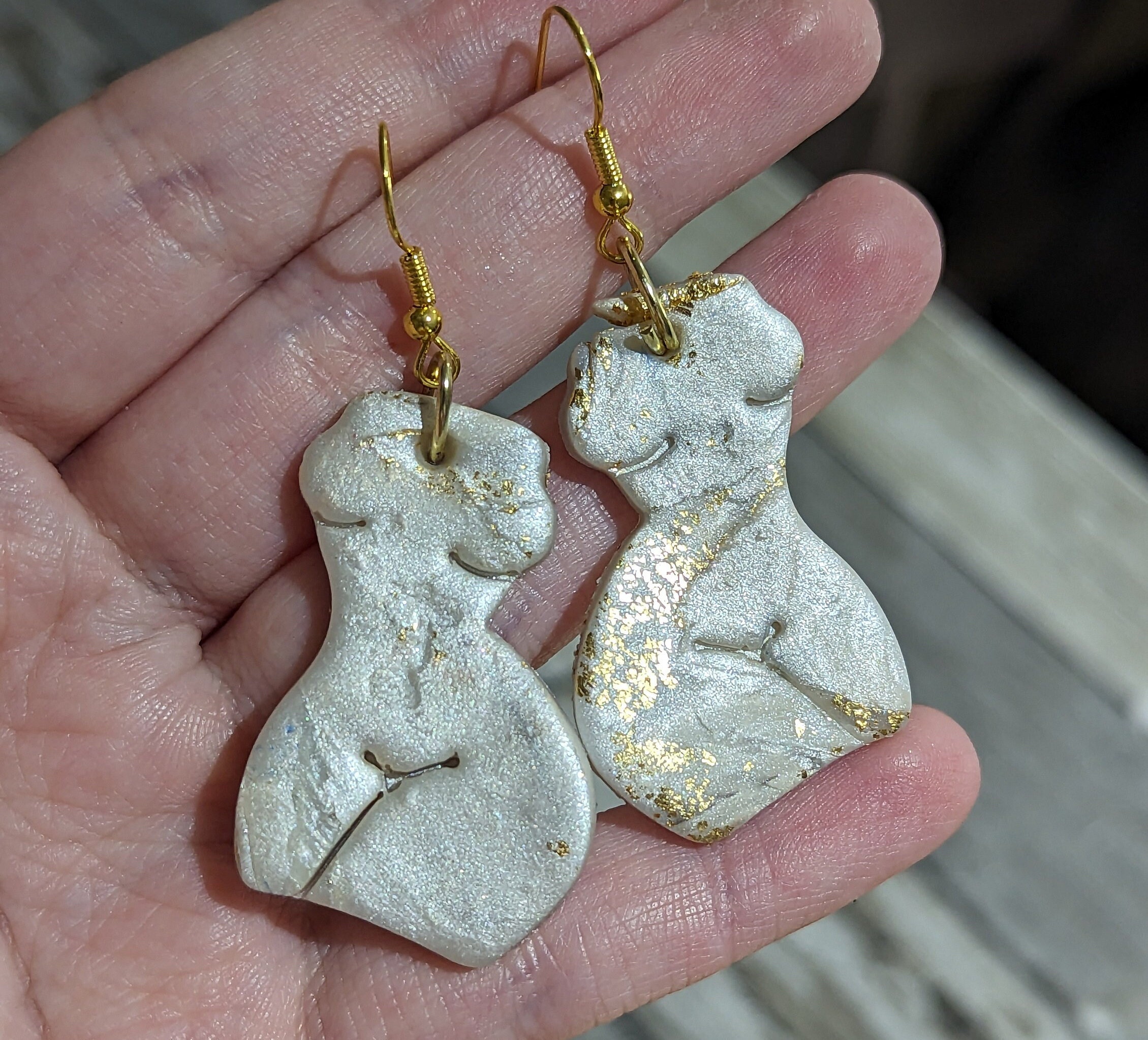 Female Form Abstract Clay Earrings - Etsy