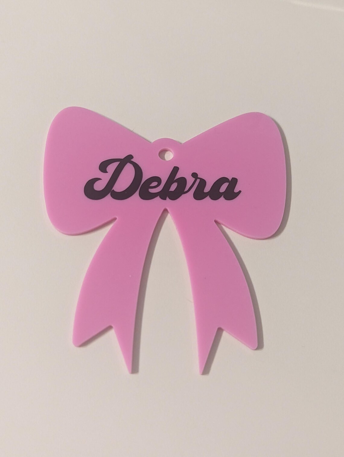 Personalized Acrylic Pink Bow Tag - Etsy
