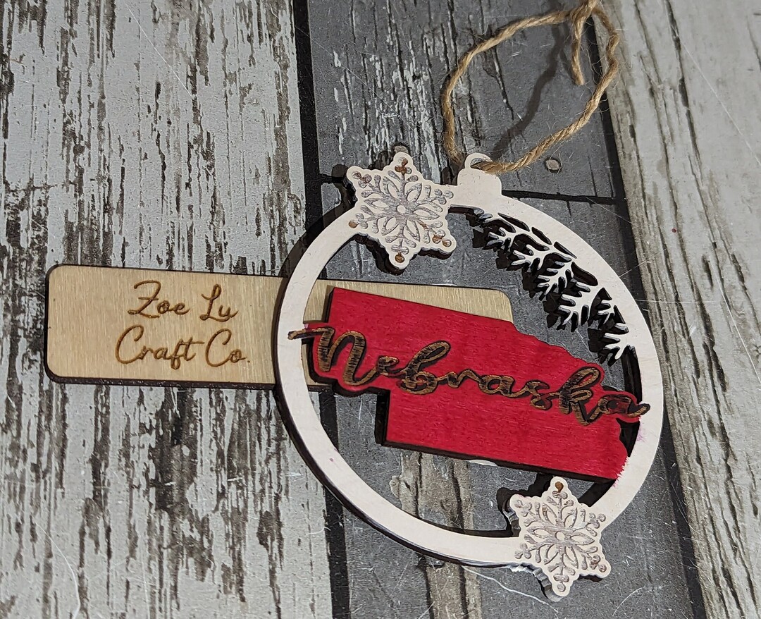 State of Nebraska Wood Christmas Ornament Design #2 - Etsy