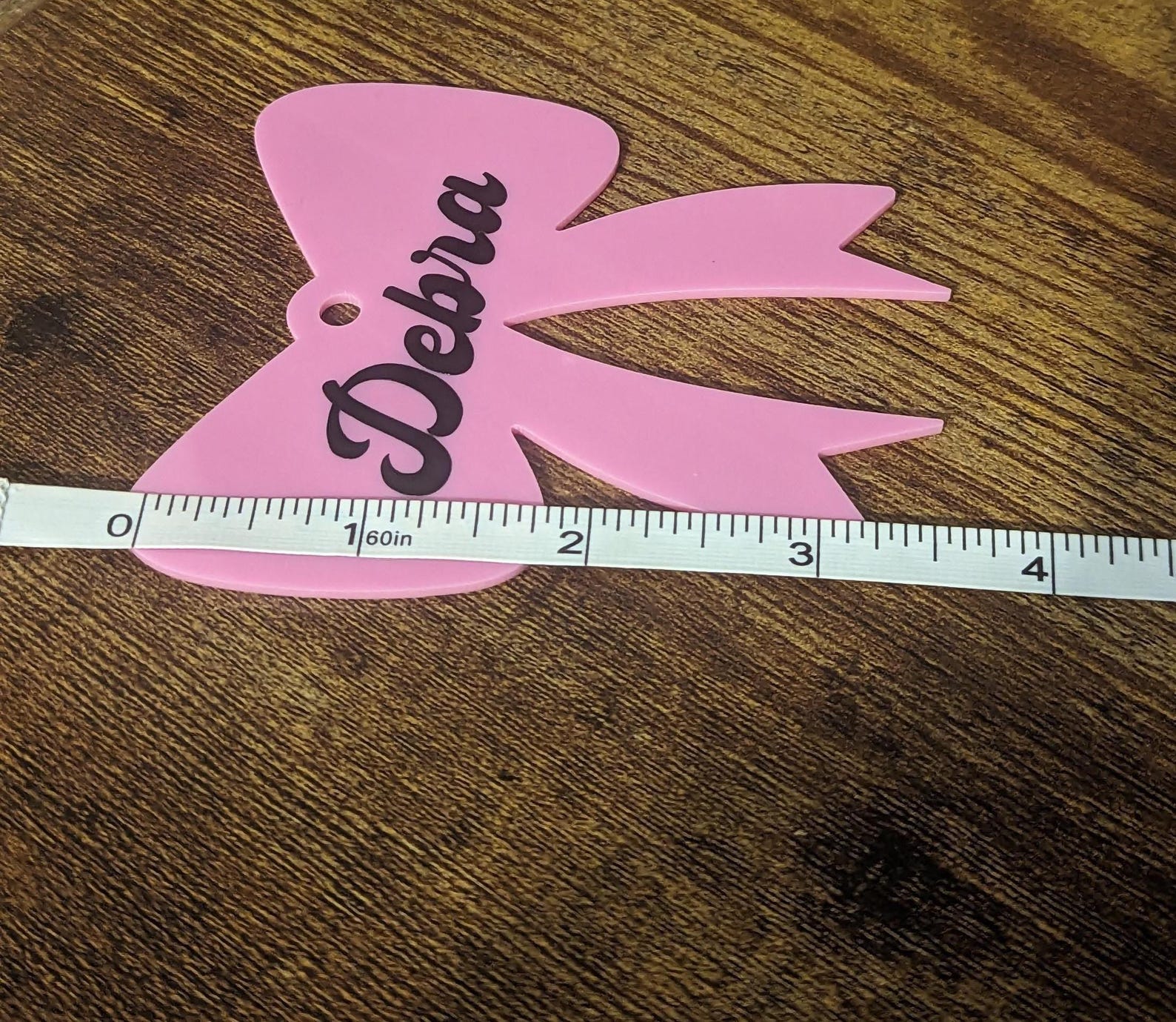 Personalized Acrylic Pink Bow Tag - Etsy