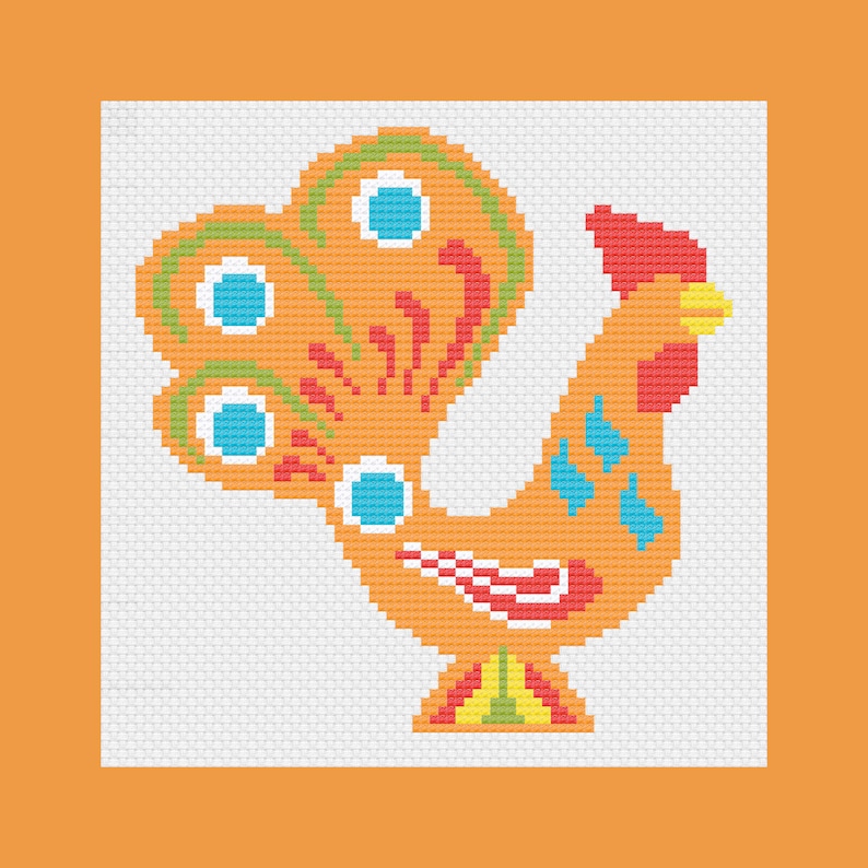 Orange Dala Rooster Cross-stitch Pattern - Etsy