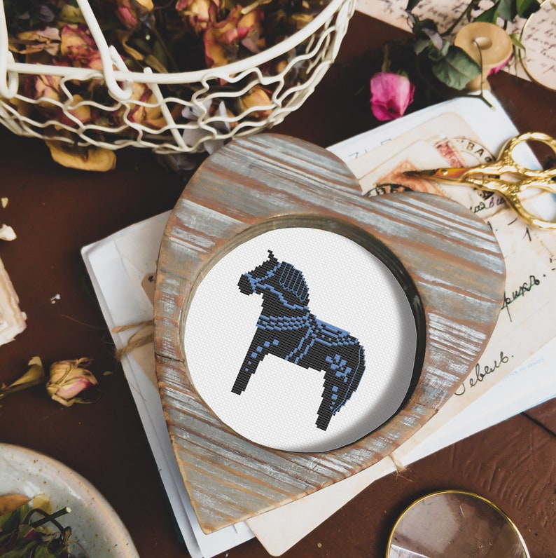 Black Dala Horse Cross-stitch Pattern - Etsy
