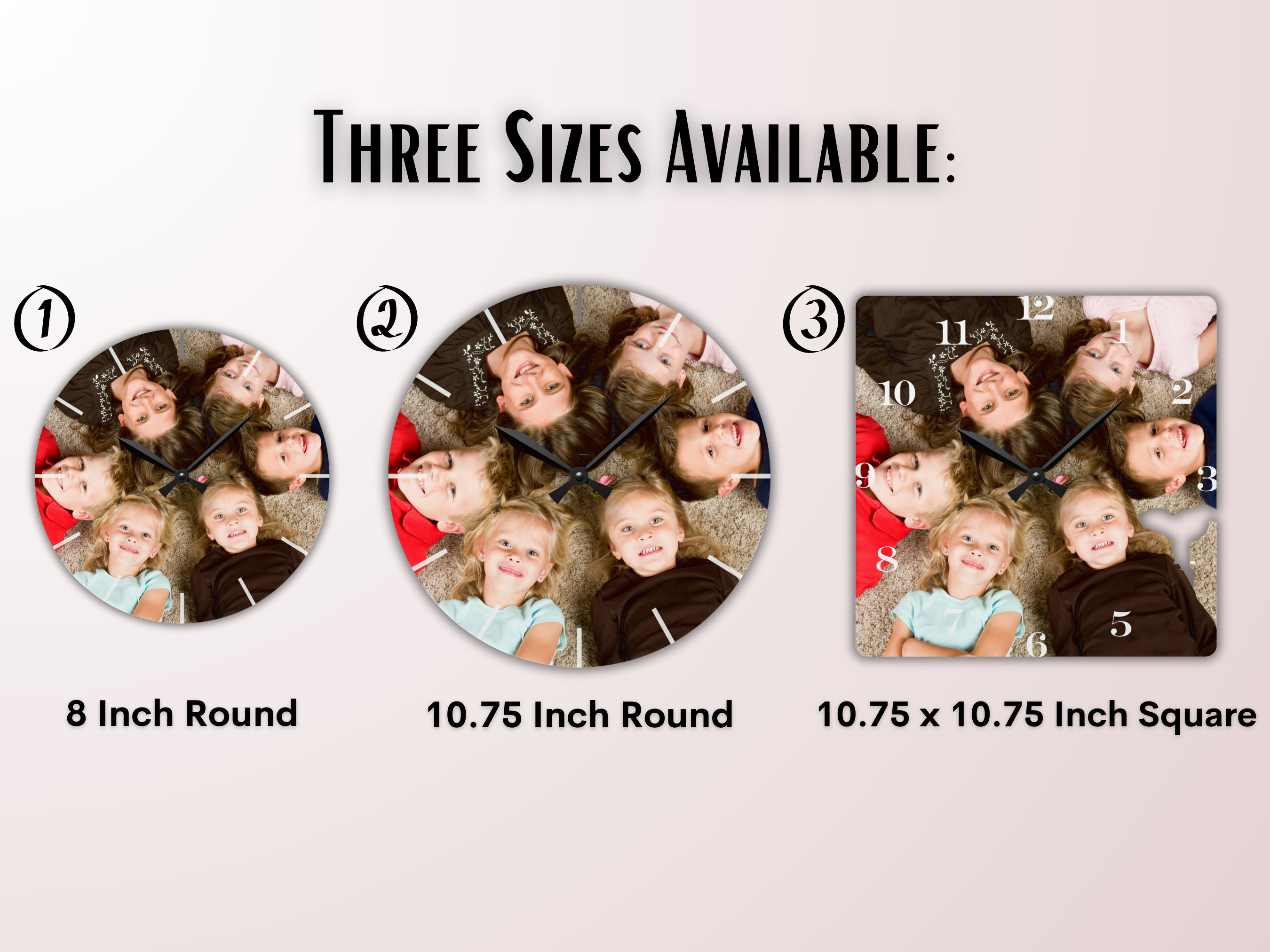 Personalized Wall Clock, Three Sizes, Round or Square Clocks, Add a ...